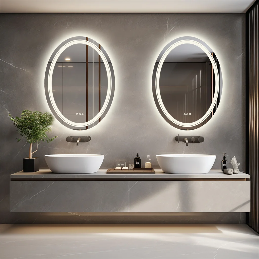 LUVODI-Dual-Illuminated-Oval-LED-Mirror-in-Bathroom-Room-for-Shower ...