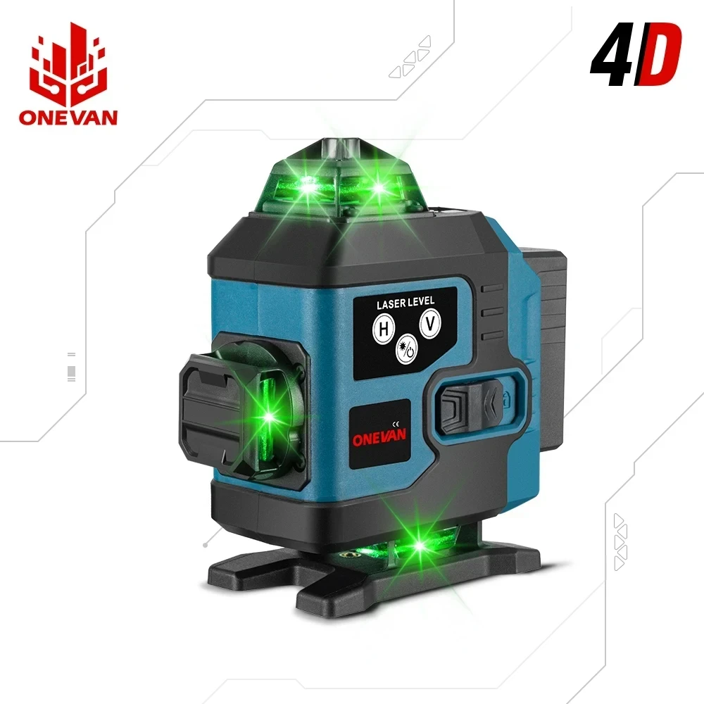 ONEVAN-4D-16-Line-Laser-Level-2x4000mah-Battery-360-Horizontal-Vertical ...