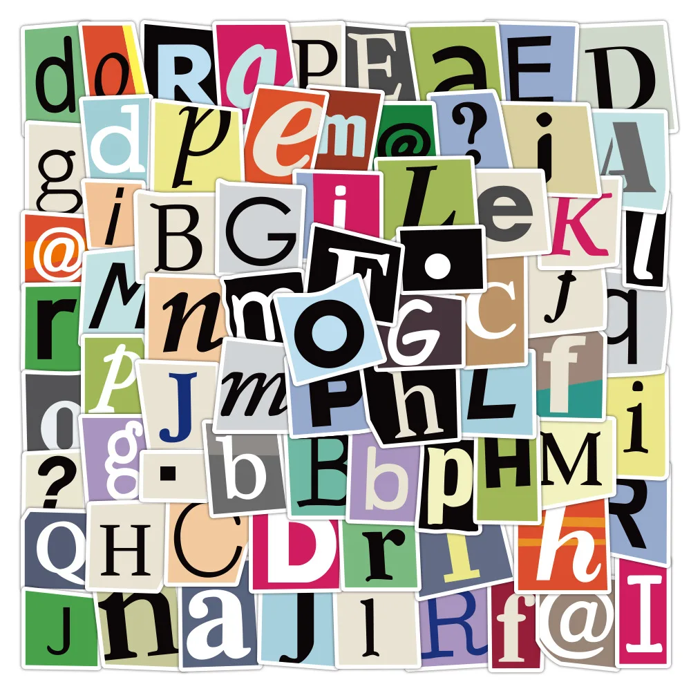 100Pcs-Pack-INS-Novelty-Mixed-Letter-Number-Alphabet-Stickers-PVC ...
