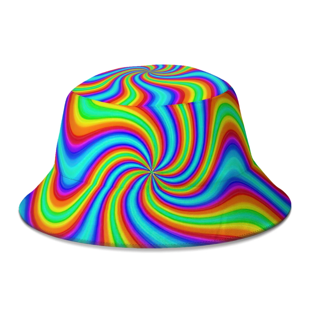 Psychedelic Fisherman Hats Men Women Foldable Rainbow Winter Bucket Hat ...