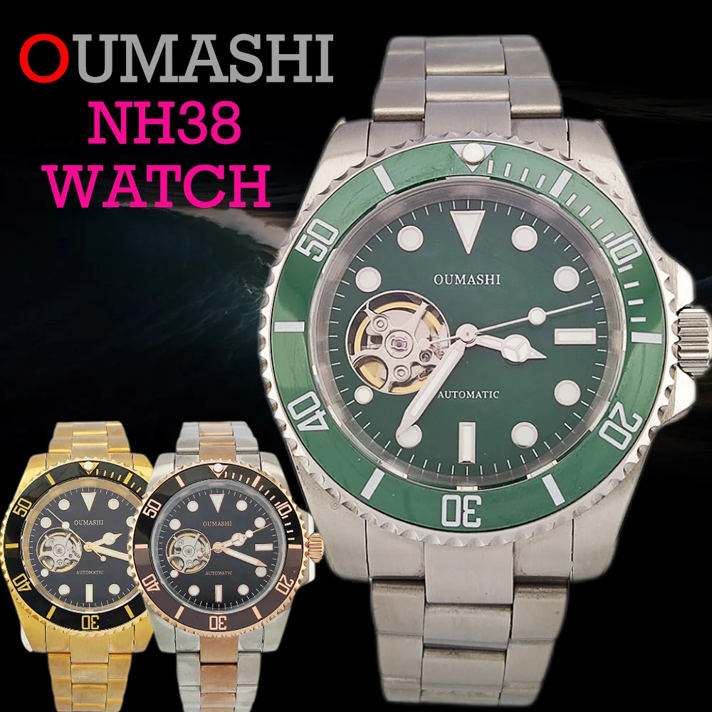 40-5mm-OUMASHI-luxury-men-s-leisure-watch-NH38-automatic-mechanical-waterproof-100-meters ...