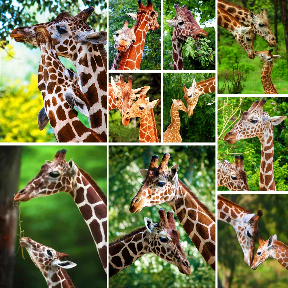 Animal Giraffe Printed Cross Stitch Patterns DIY Embroidery DMC Threads ...
