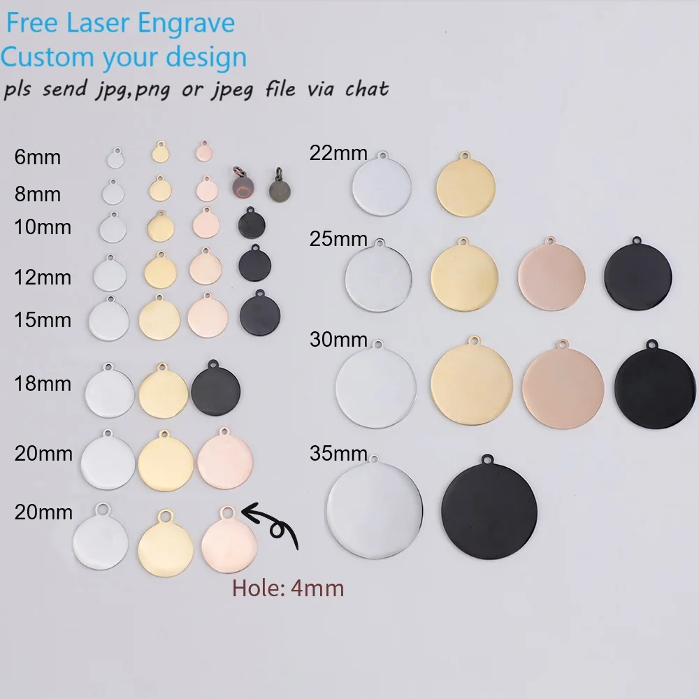 50pcs-Custom-Logo-Tags-Lase-engraved-6mm-8mm-10mm-12mm-15mm-Polished ...