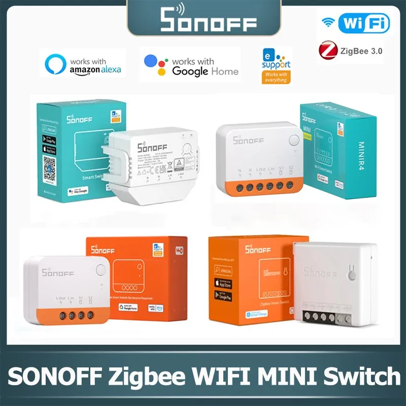 SONOFF 지그비 와이파이 스위치, 미니 R4, 미니 R2, 미니 R3, ZBMINI, 음성 제어, 알렉사 구글 홈 앨리스 ...