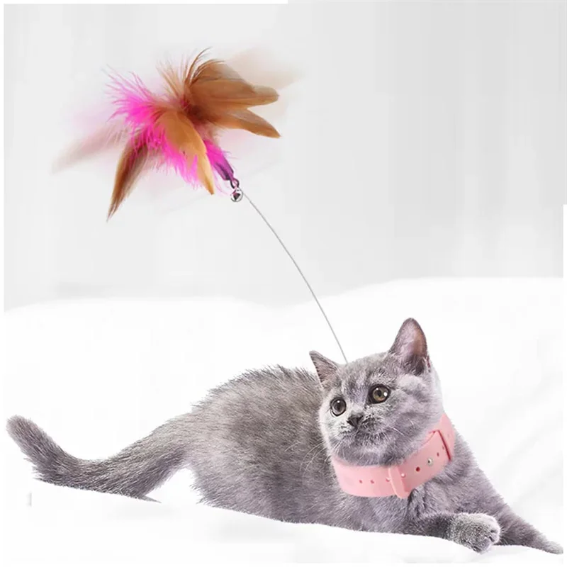 Interactive-Cat-Toys-Teaser-Stick-Self-hi-Feather-Collar-Game-with-Bell ...