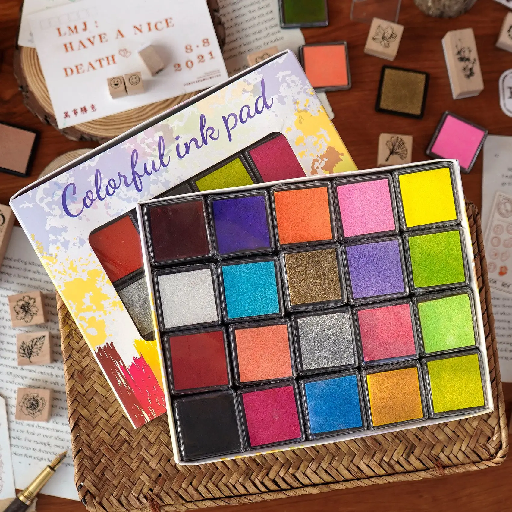40-Colors-Vintage-Inkpad-Handmade-DIY-Craft-Oil-Based-Ink-Pad-Rubber ...