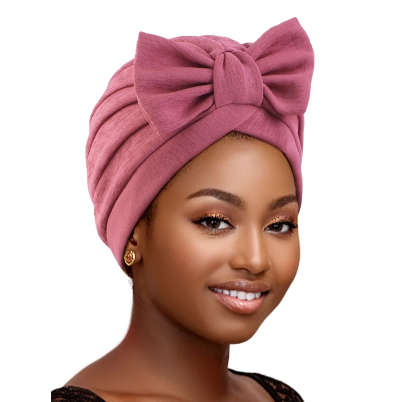 Muslim Women Turban Hat Big Bows Islamic Inner Hijab Cap Twisted ...