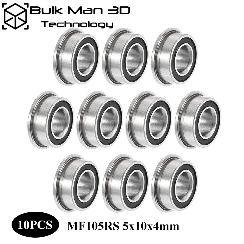 10Pcs-MF105-RS-Miniature-Chrome-Flanged-MF105RS-Bearing-Deep-Groove-Ball-Bearing-5x10x4mm-MF105 ...