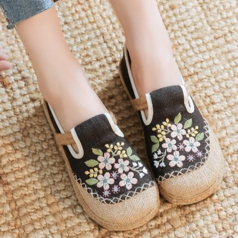 Spring-Festival-Fashion-New-Round-Toe-Elegant-Embroidered-Linen-Shoes ...