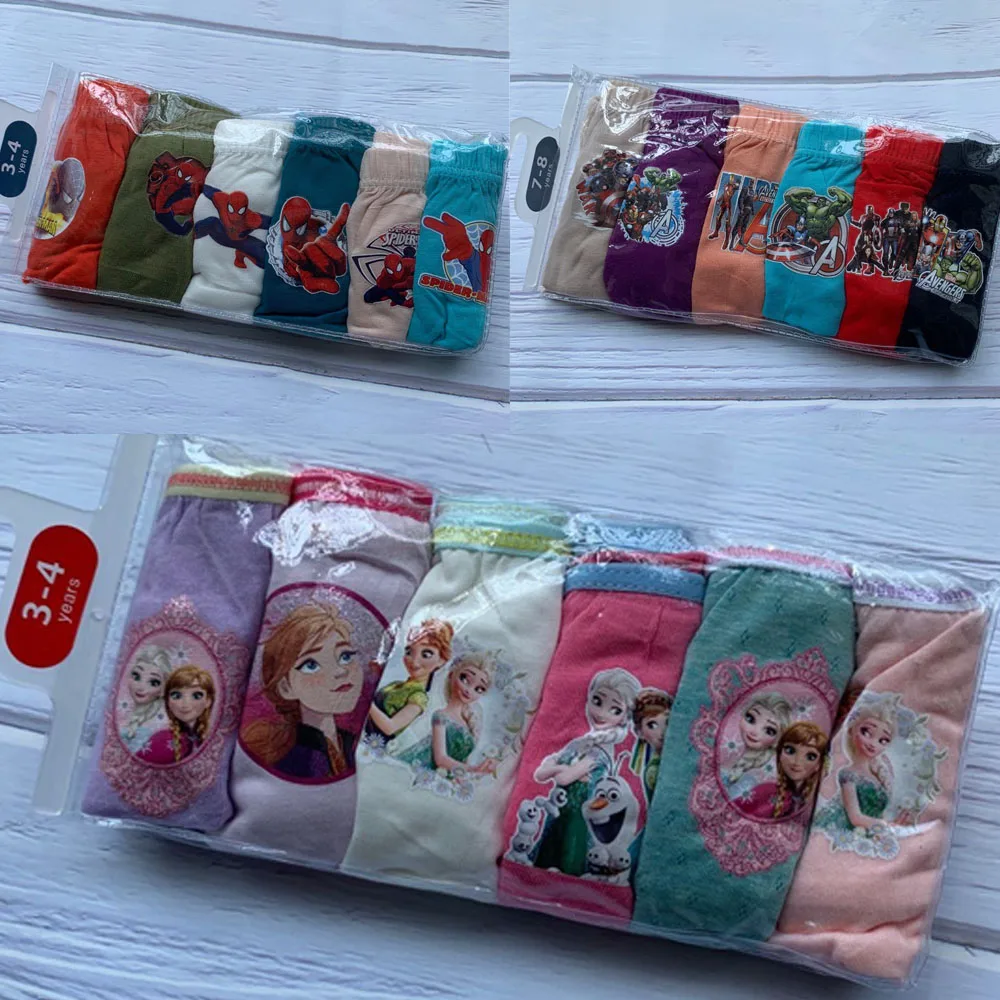 6Pcs/lot Disney Kids Boys Underwear Girls Panties Frozen Children's ...