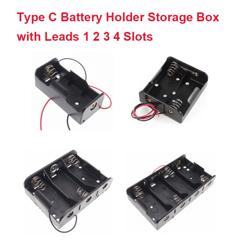 1Pcs 1x 2x 3x 4x NO.2 Type C Battery Holder Storage Box With Lead 1 2 3 ...
