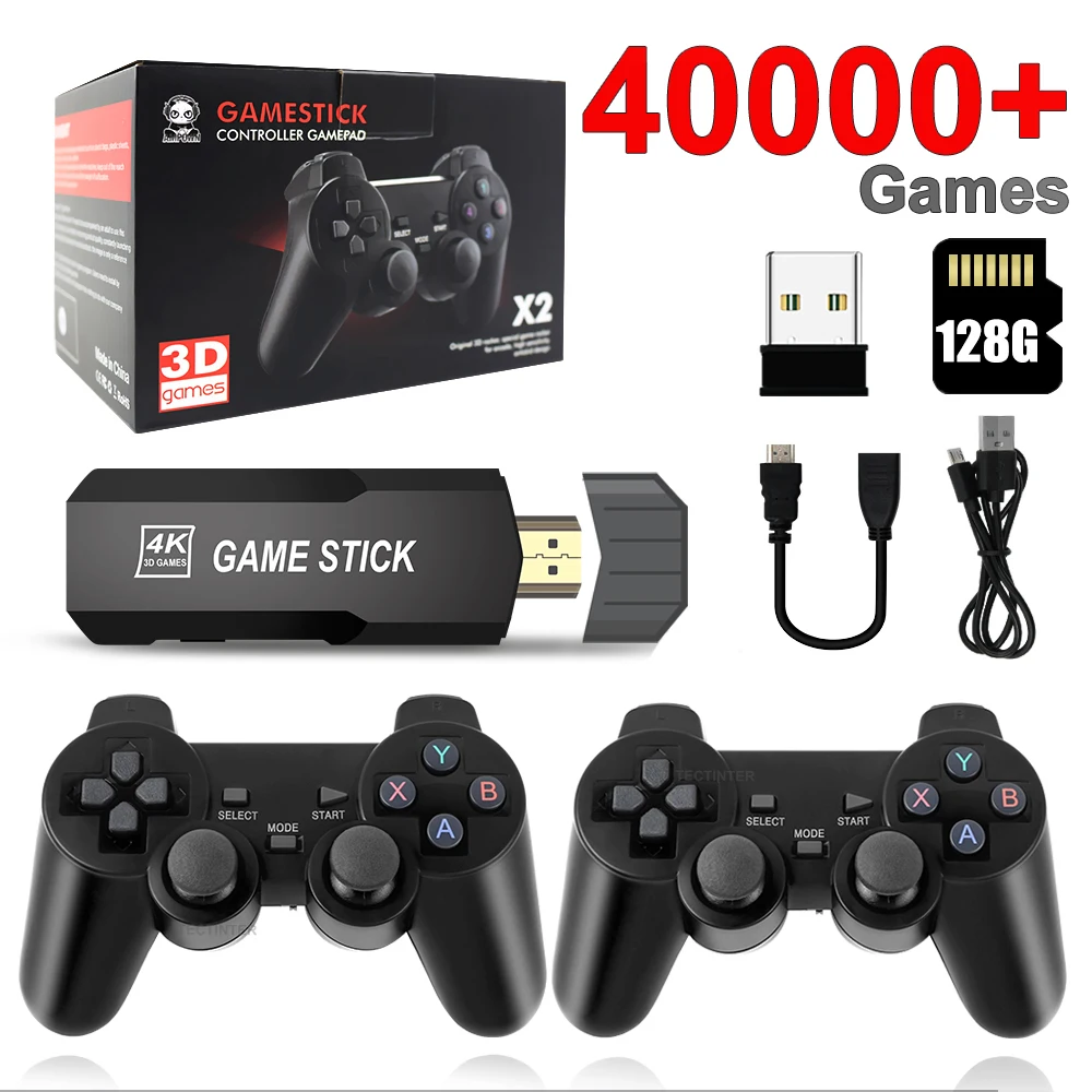 Gd10 console de jogos de vídeo 64g 4k tv vara de jogo embutido 30000 + jogos sem fio gamepad ...