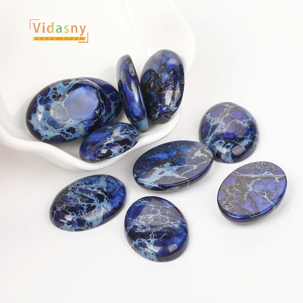 18x25mm Natural Stone Blue Sea Sediment Jasper Jie Mian For Jewelry ...
