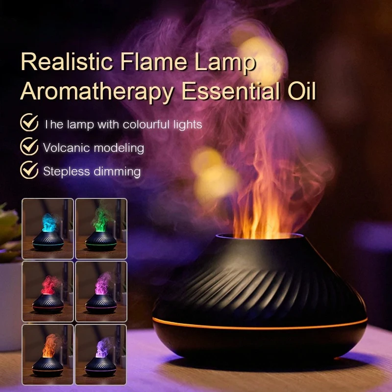 Colorful Simulation Flame Volcano Aromatherapy Machine Home Desktop USB ...