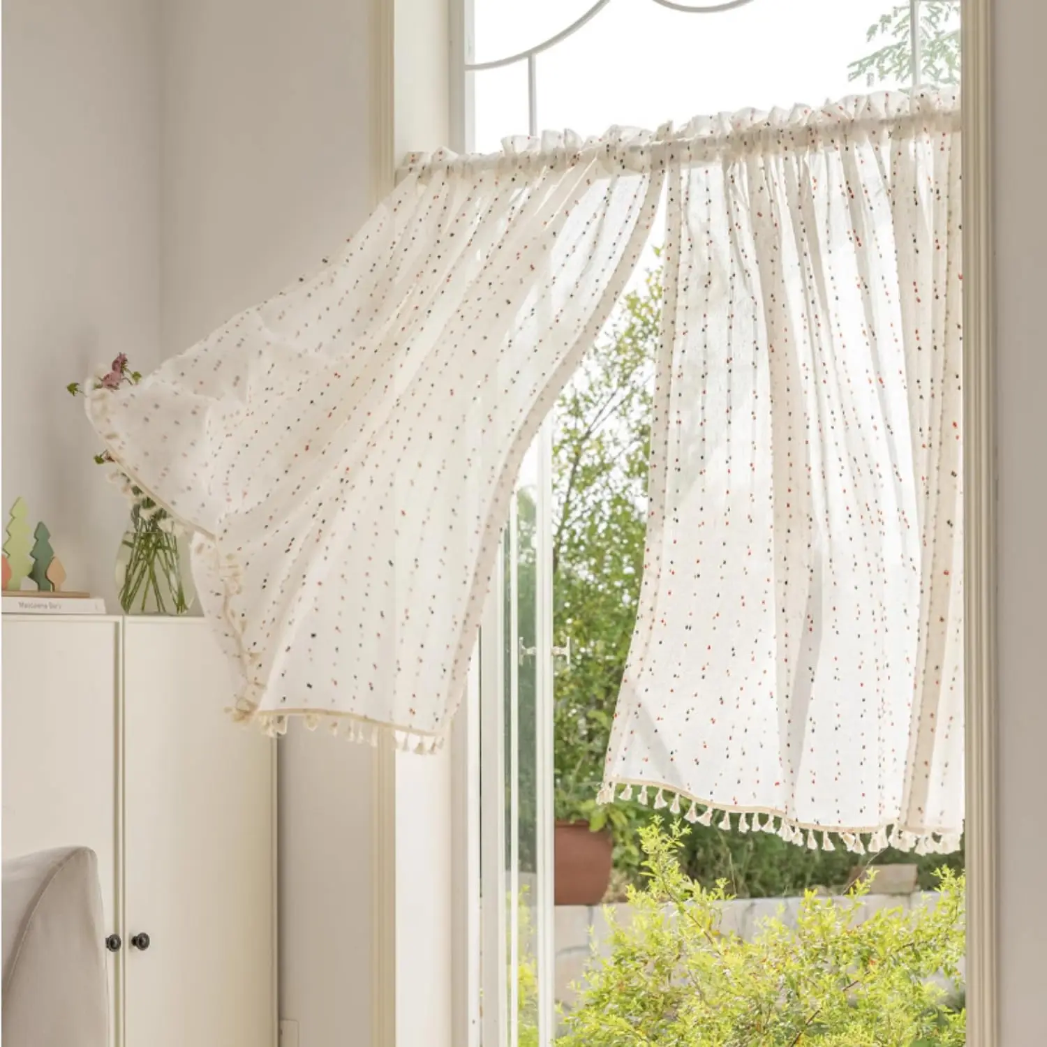 BUYNOW 1pc Rainbow Dots Cute Charming Tassel Curtain Bohemia Living ...