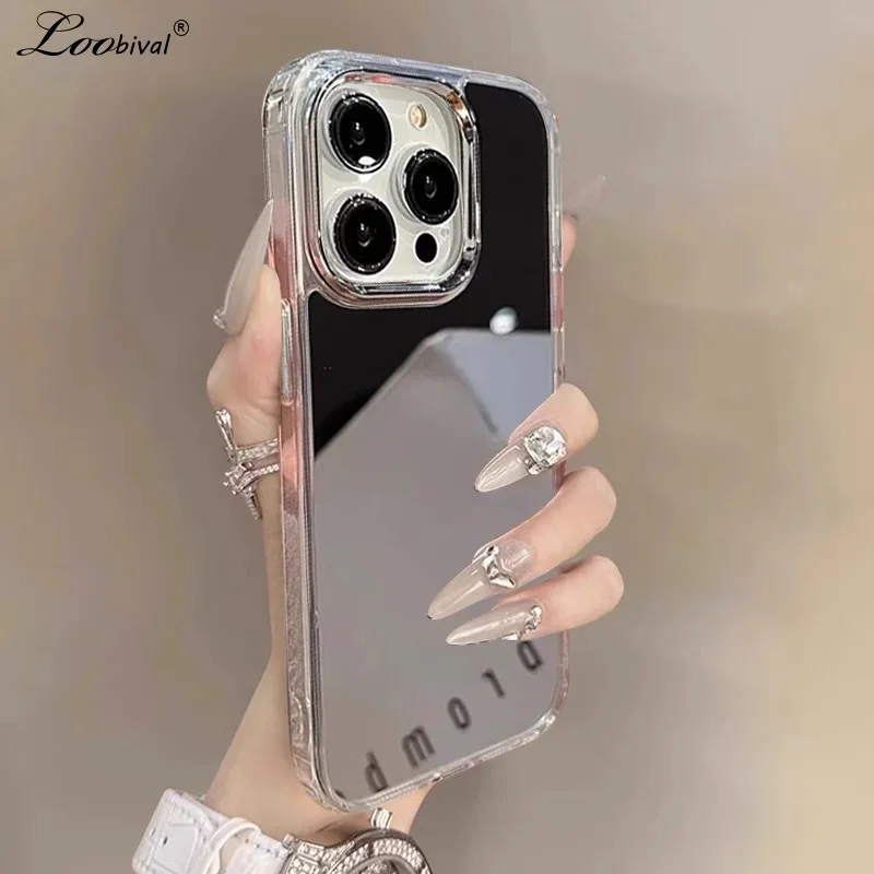 Luxury Mirror Make Up Plating Case for iPhone 16 15 17 Pro Max 17 Air ...