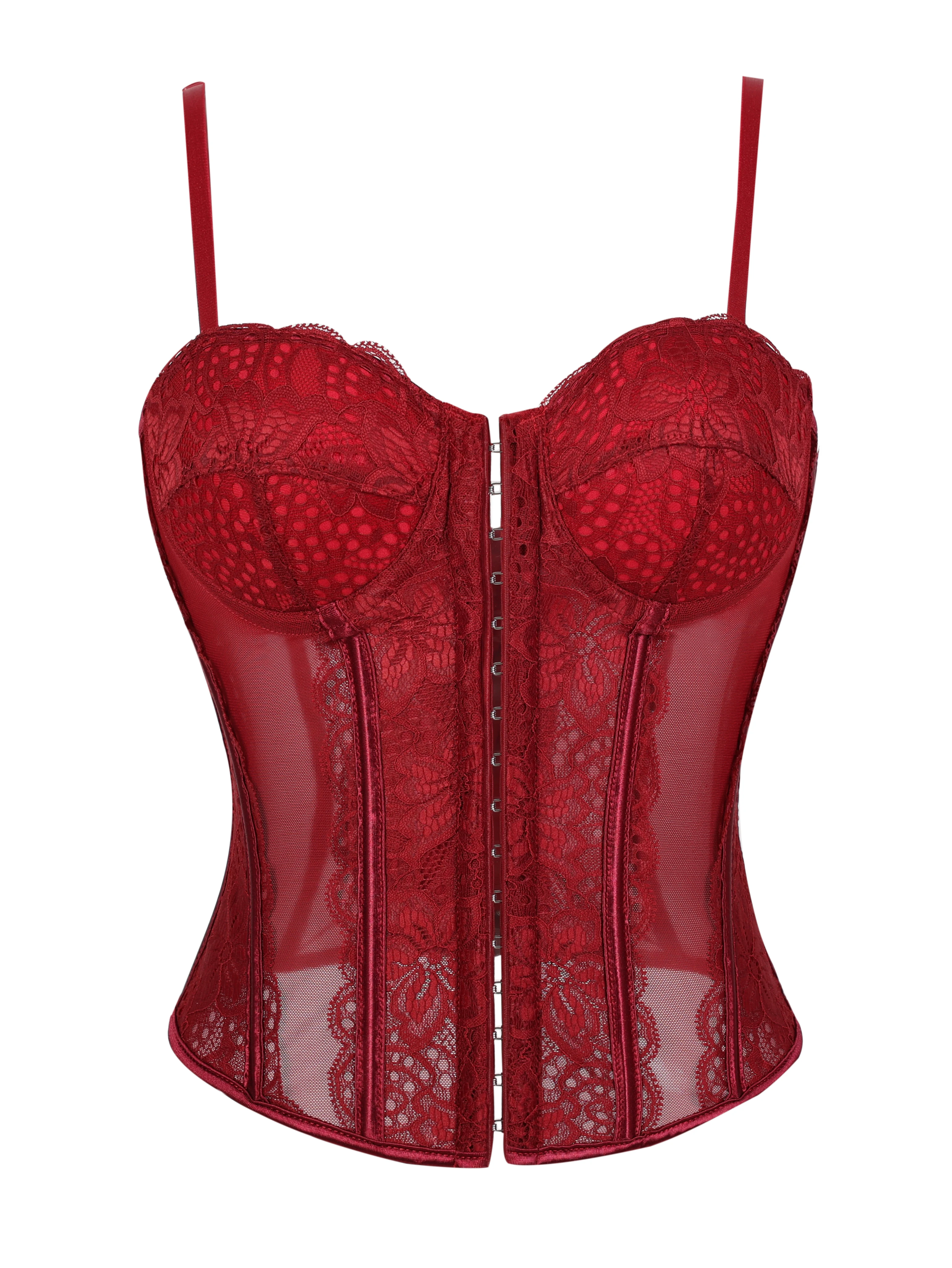 Lace-trimmed top sheer sensual padded corset corset halter top for ...