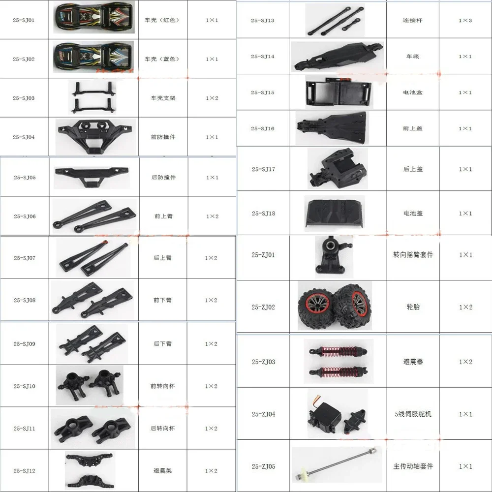 JYRC-9125-XLH-1-10-RC-Car-Spare-Parts-Complete-parts-25-SJ01-25-ZJ06 ...