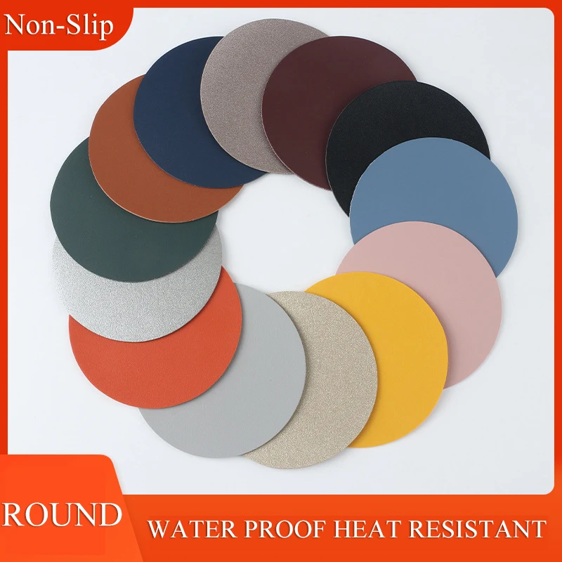 Leather-Placemats-Dining-Table-Cup-Mat-Non-Slip-Water-Proof-Heat ...