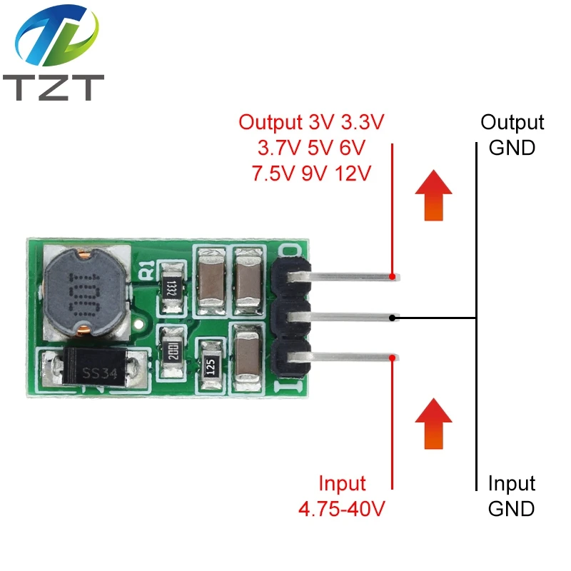 TZT DD4012SA 1A DC 5-40V to 3V 3.3V 3.7V 5V 6V 7.5V 9V 12V Regulator DC-DC Step-Down Buck ...