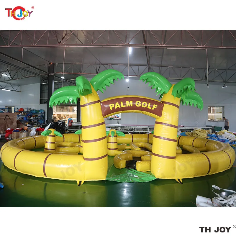 Fast Air Shipping! 8x6m Palm Tree Golf Field Inflatable Mini Golf Toys ...