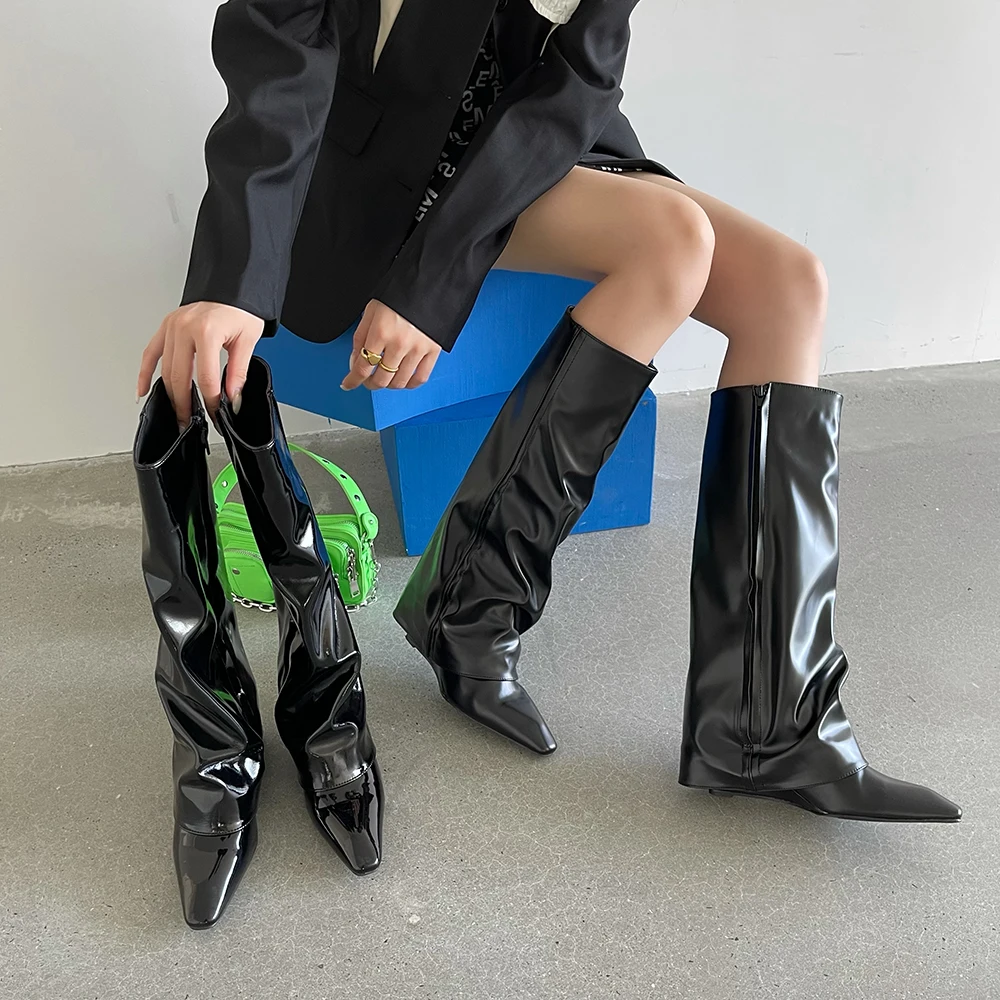 Botas-de-punta-estrecha-hasta-la-rodilla-para-mujer-botines ...