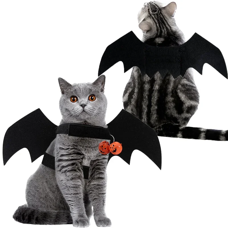 Halloween Pet Costume Black Bat Wings Cosplay Prop Cats Dogs Harness ...