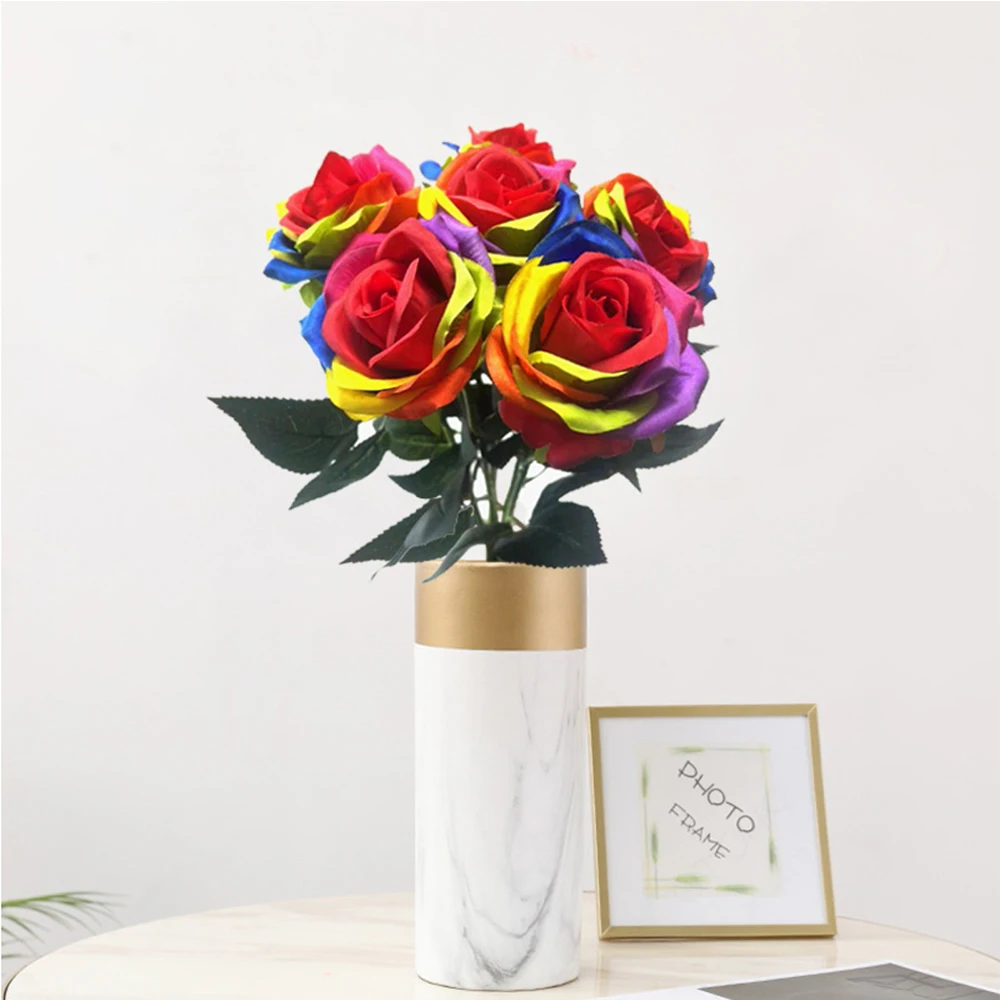 1-50pcs Artificial Rose Flowers Plastic Colorful Fake Flowers Branches ...