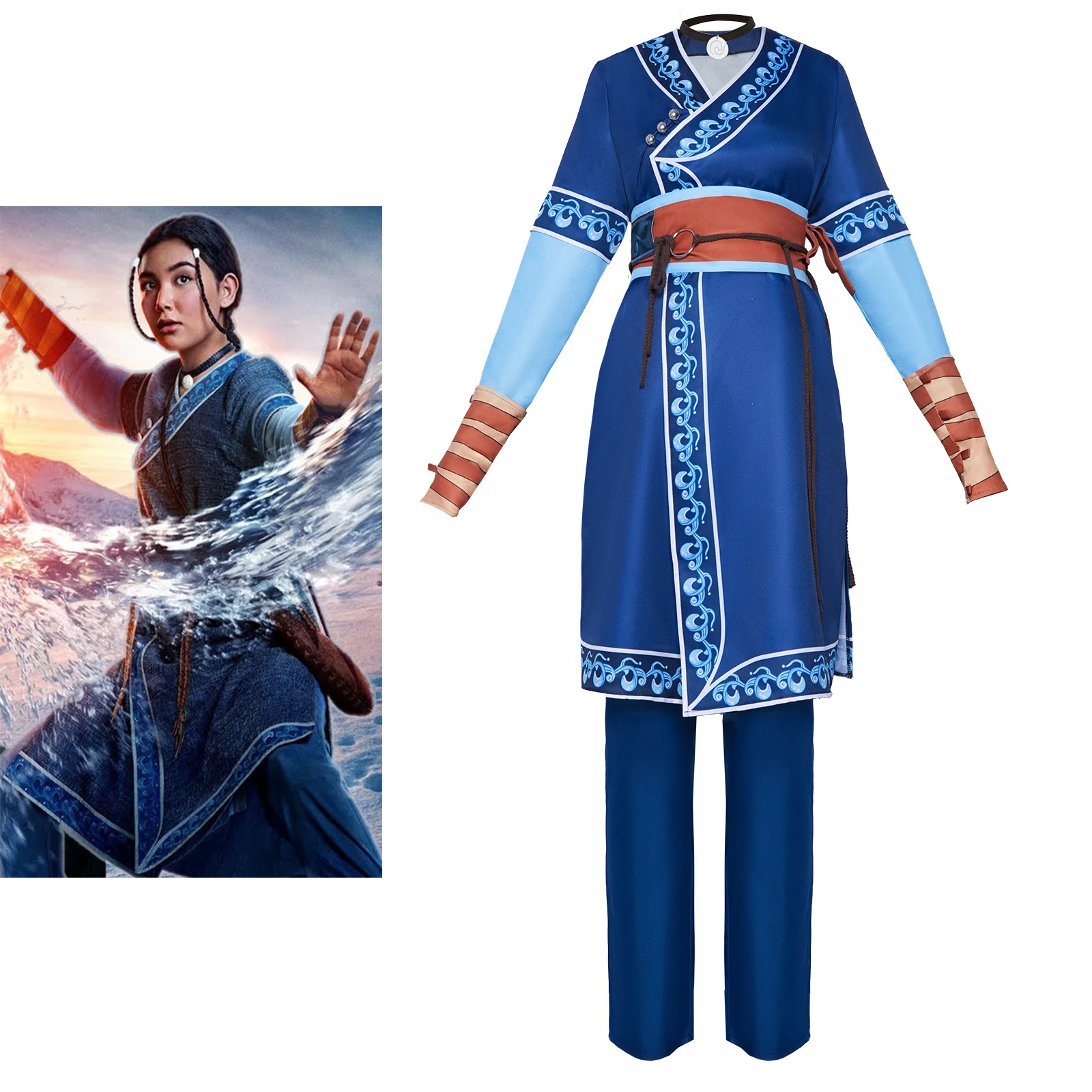 Katara Cosplay The Last Airbender Costume for Women Fancy Blue Combat ...