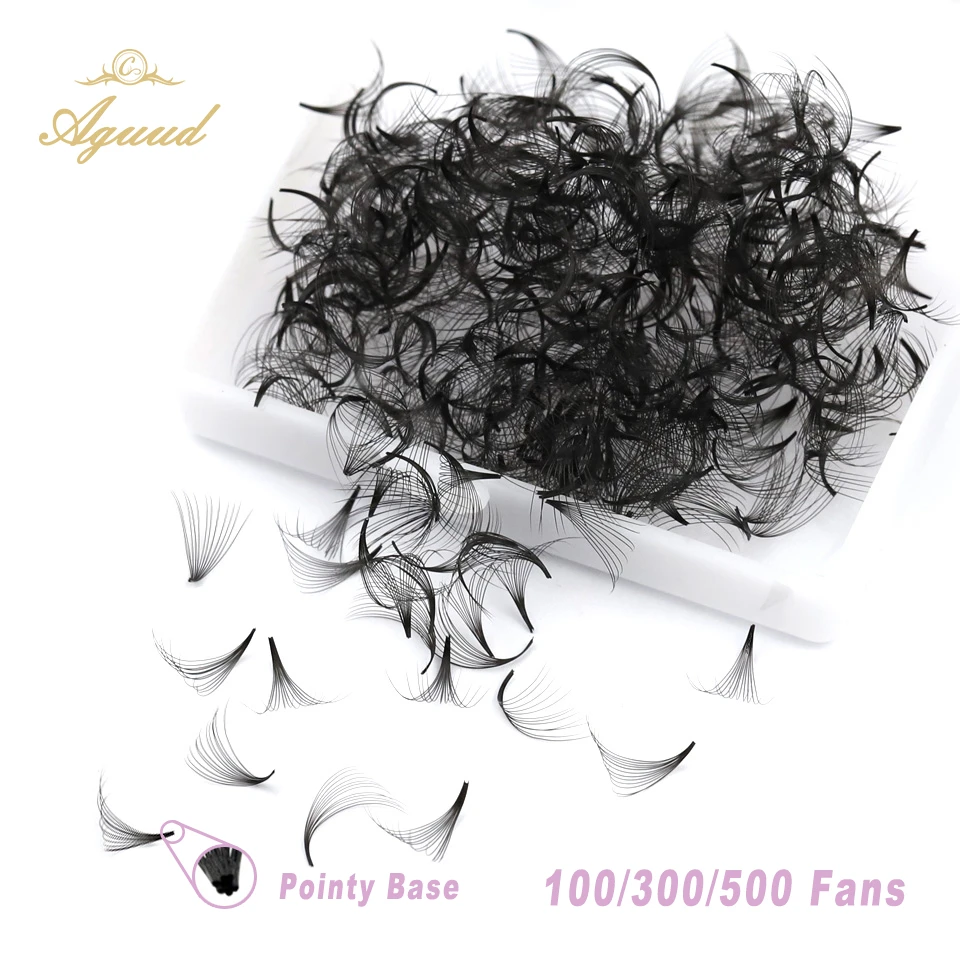 AGUUD 100/300/500 Loose Fans Lashes Thin Pointy Base Premade Fans ...