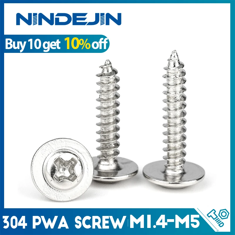 NINDEJIN-Phillips-Round-Washer-Head-Tapping-Screw-M1-4-M5-Stainless ...