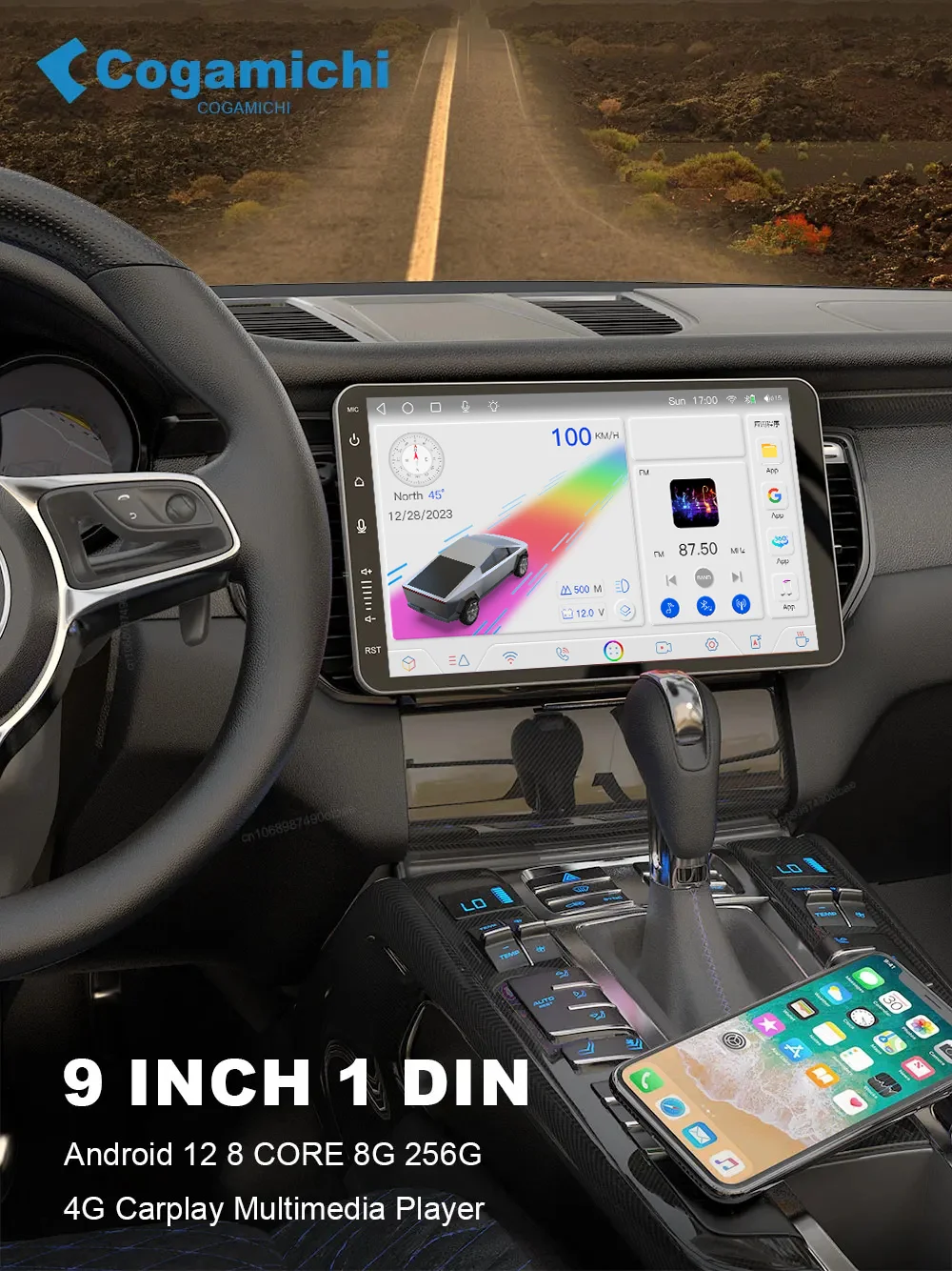 9-Inch-1-Din-Car-Radio-Android-Knob-Touch-Screen-Carplay-GPS-Navigation ...
