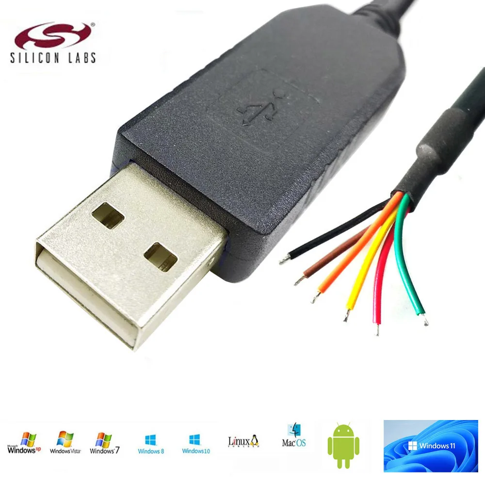 Sinforcon-USB-RS232-WE-Wire-End-Serial-Cable-6ft-Silicon-Labs-CP210x ...