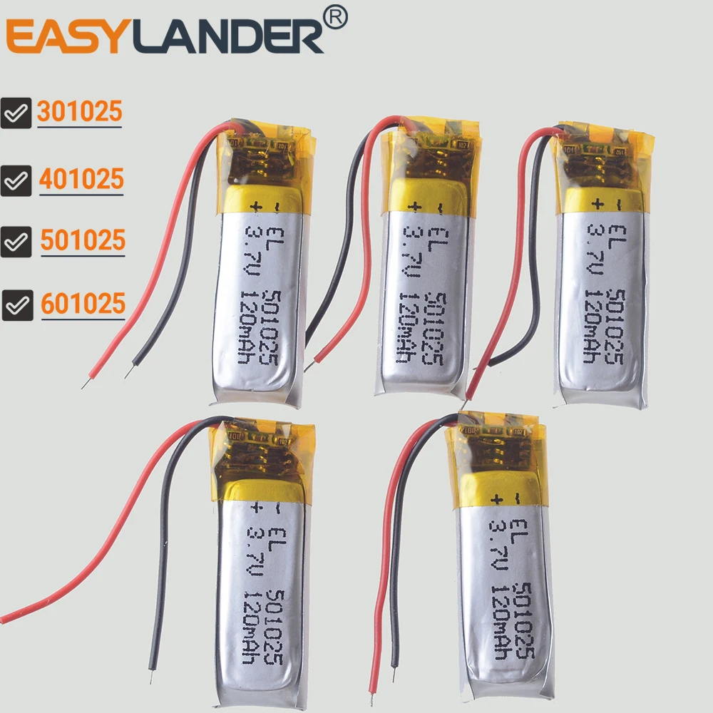 10Pcs/Lot 3.7V 501025 401025 301025 601025 100mAh Lithium Polymer LiPo ...