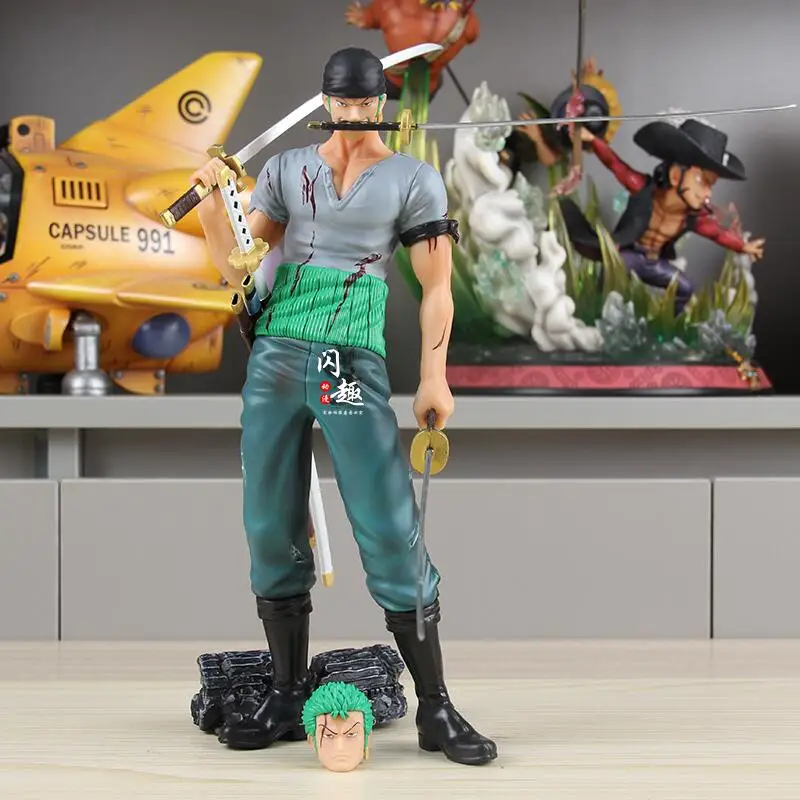 En existencia, figura de Anime One Piece Roronoa Zoro de 30 cm, estatua ...