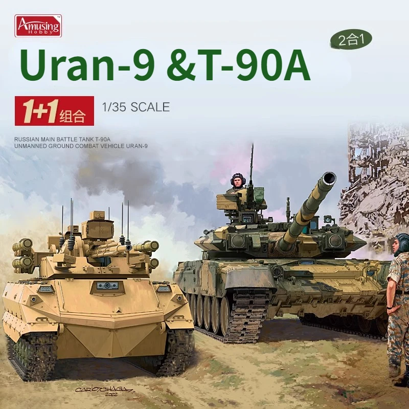 Amusing-Hobby-35A053-1-35-Russian-MBT-T-90A-Unmanned-Ground-Combat-Uran-9-Vehicle-2in1.jpg