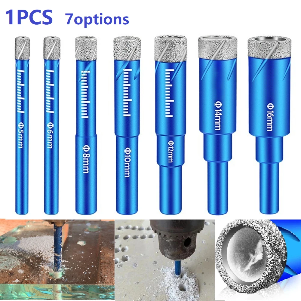 6/8/10/12/14/16mm Coated Core Drill Bit Round Shank For Glass Marble ...