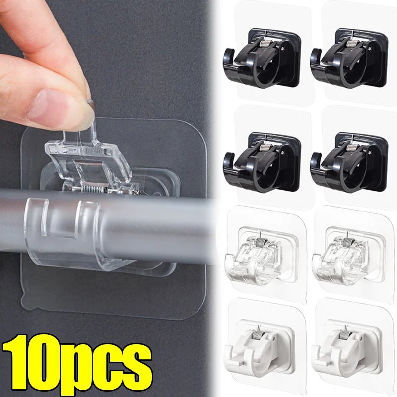 2-10PCS-Curtain-Rod-Clips-Self-Adhesive-Organize-Rack-Shower-Curtain ...