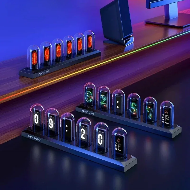 RGB-Nixie-Tube-Clock-LED-Glows-DIY-Analog-Digital-IPS-Color-Screen-Tube ...