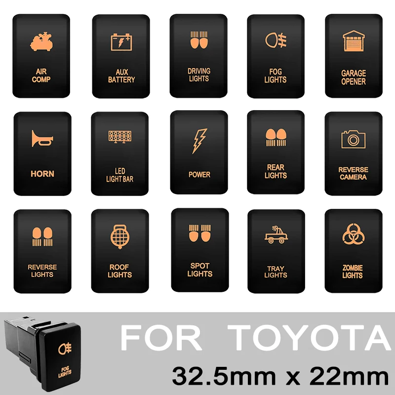 1-Pc-Orange-LED-Push-Switches-with-Wiring-Connector-for-Toyota-Hiace ...