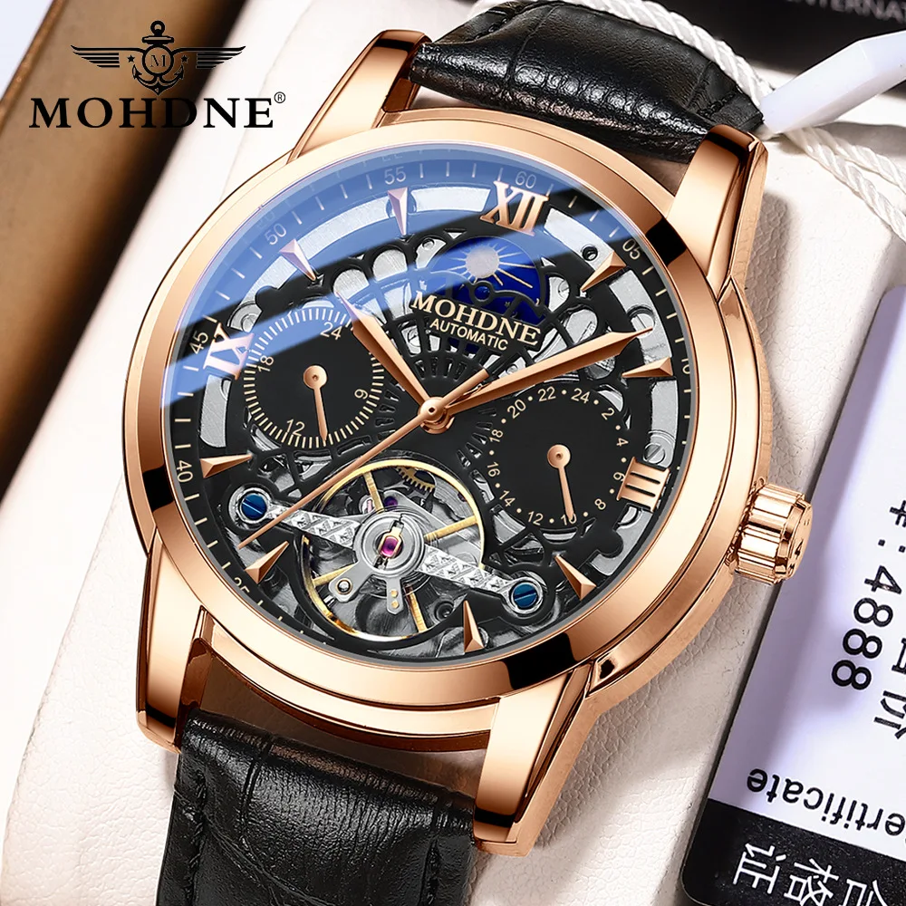MOHDNE Luxury Brand Mens New Business Wristwatch Automatic Leather ...