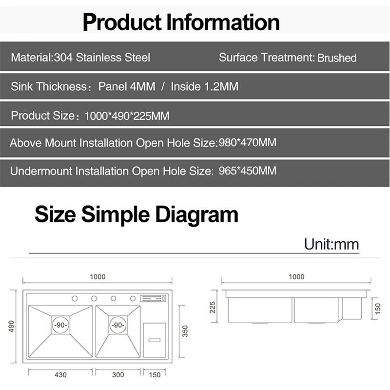 Double Kitchen Sink Dimensions