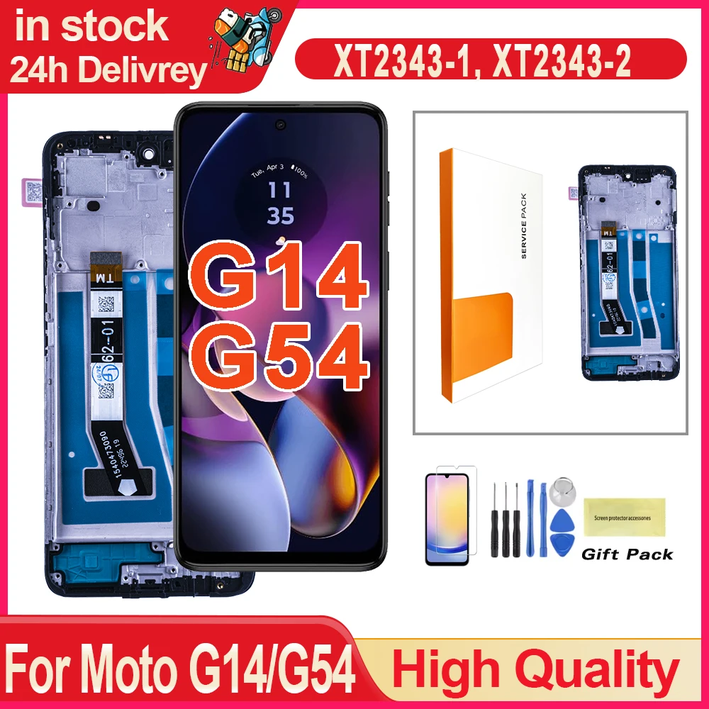 Para Motorola Moto G54 XT2343-1 XT2343-2 Pantalla LCD con marco táctil ...