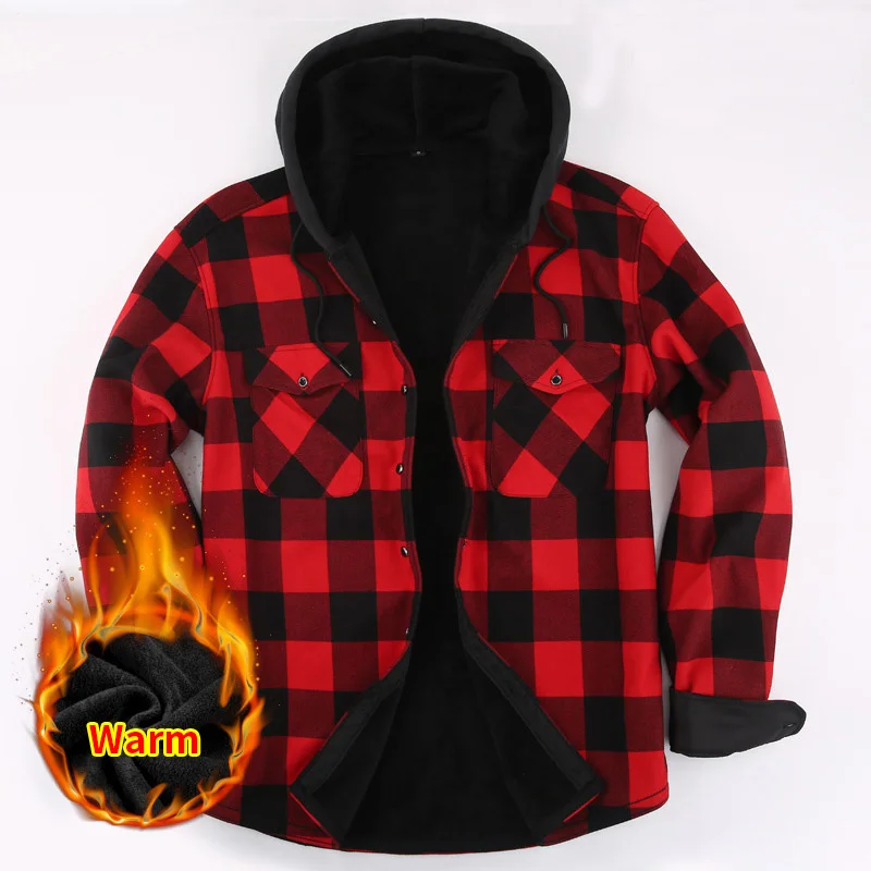 Mens-Christmas-Hooded-Plaid-Winter-Shirt-Jacket-Casual-Fleece-Linend ...