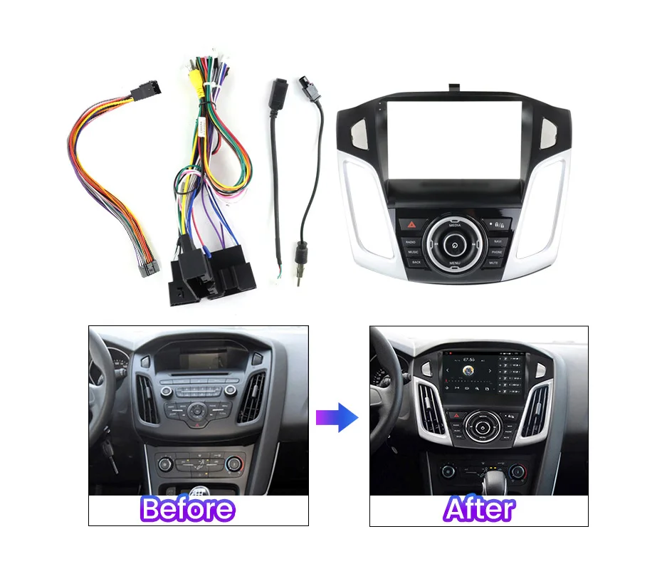 9 2 Din Android Car Radio Frame Kit Ford Focus 3 Mk 3 2011 2015 Auto Stereo Dash Panel Mounting Head Unit Fascia Trim Bezel Car Multimedia Player AliExpress