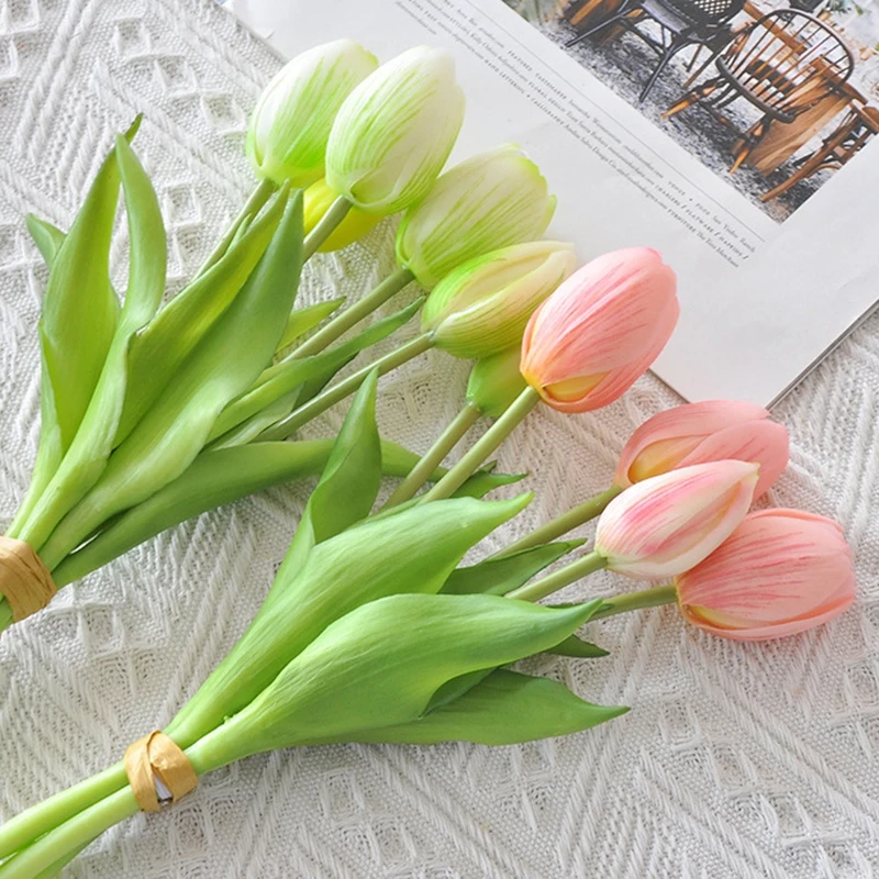 5-Heads-Artificial-Tulip-Flower-Wedding-Party-Decor-FakeTulip-Bouquet ...