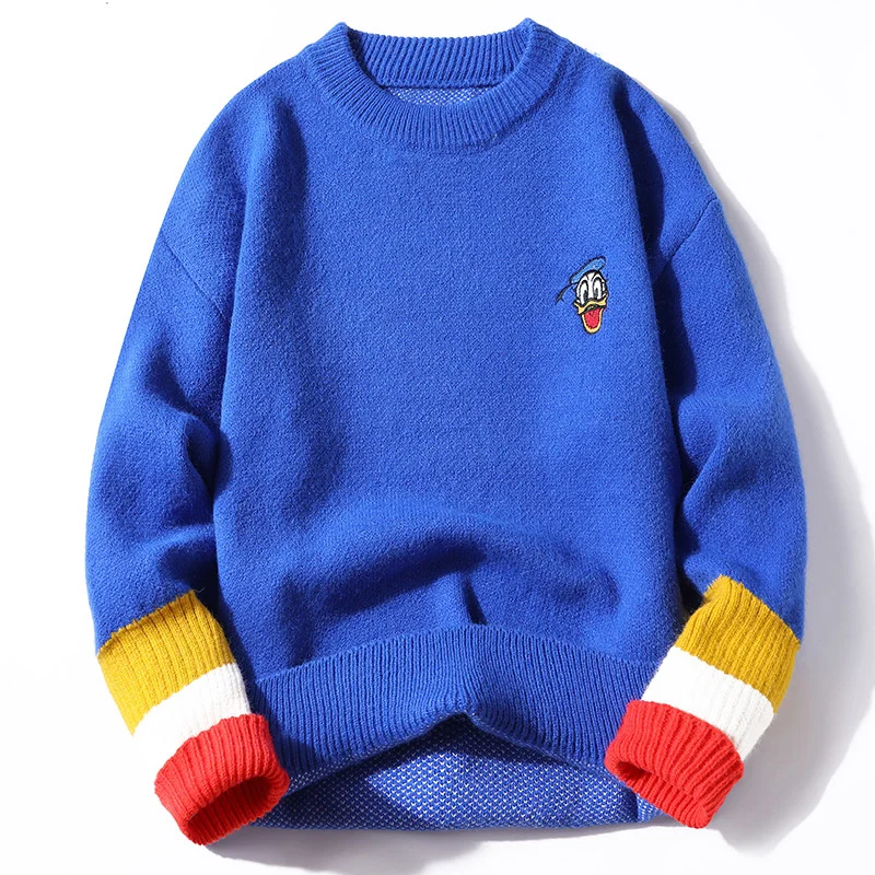 Blue Yellow Striped s Washed 2023 Destroyed Ripped Hole Knit Jumpers ...