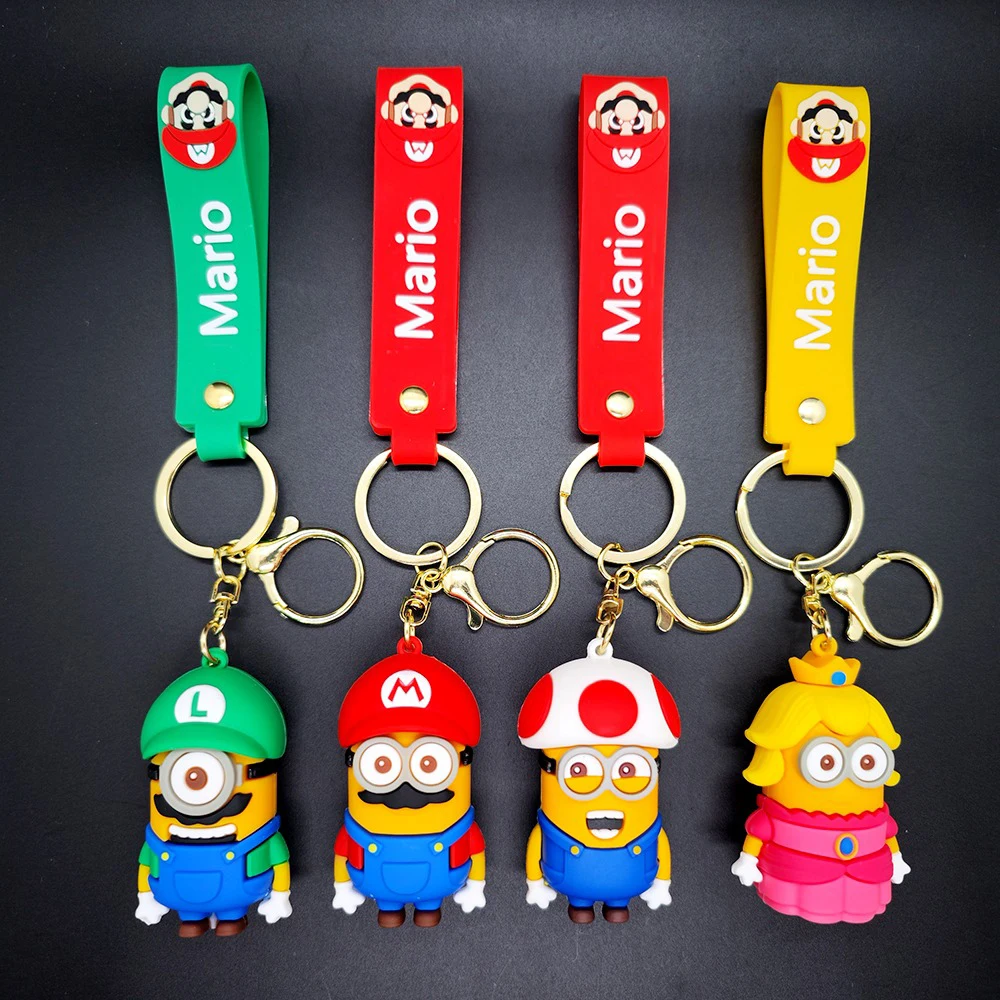 Kawaii-Mario-Minions-Keychain-Cartoon-Toys-Model-Silicone-Pendant ...