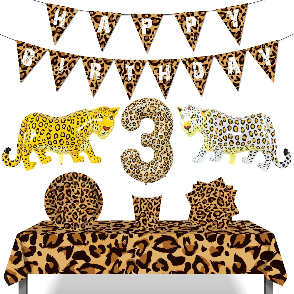 Cheetah Theme Party Supplies Disposable Tableware Leopard Print ...