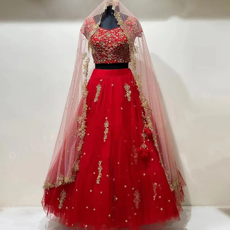 Vestido De Fiesta De Boda Red Indian Evening Gowns Two Pieces ...
